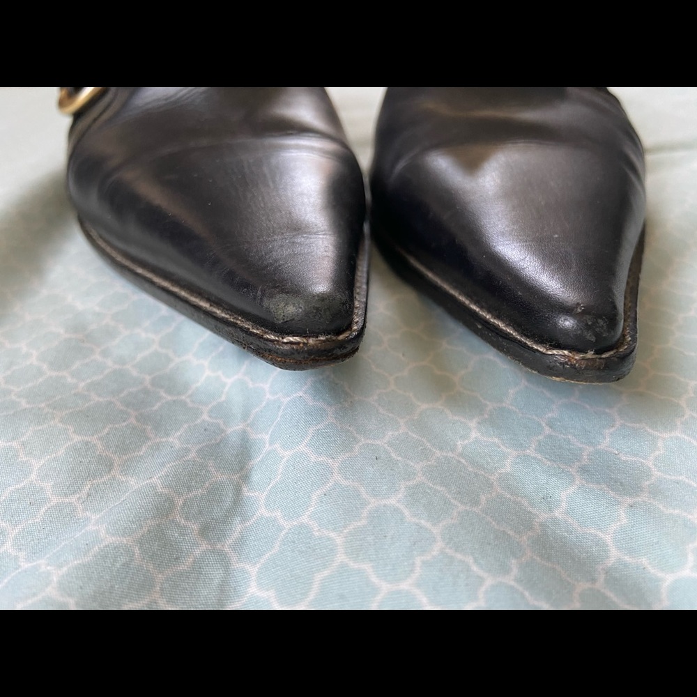 Pre- Owned Black Bally Pointed Toe Mule - Gem